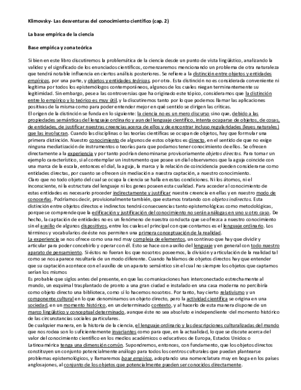 (PDF) Klimovsky Las desventuras del conocimiento cientifico cap 2