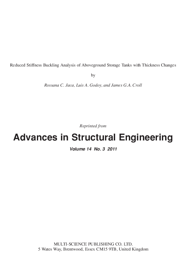 (PDF) Reduced Stiffness Buckling Analysis of Aboveground Storage Tanks ...