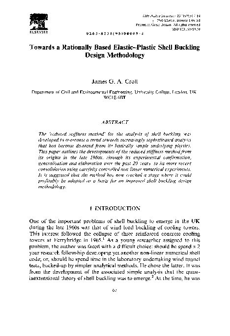 (PDF) Towards a rationally based elastic-plastic shell buckling design ...