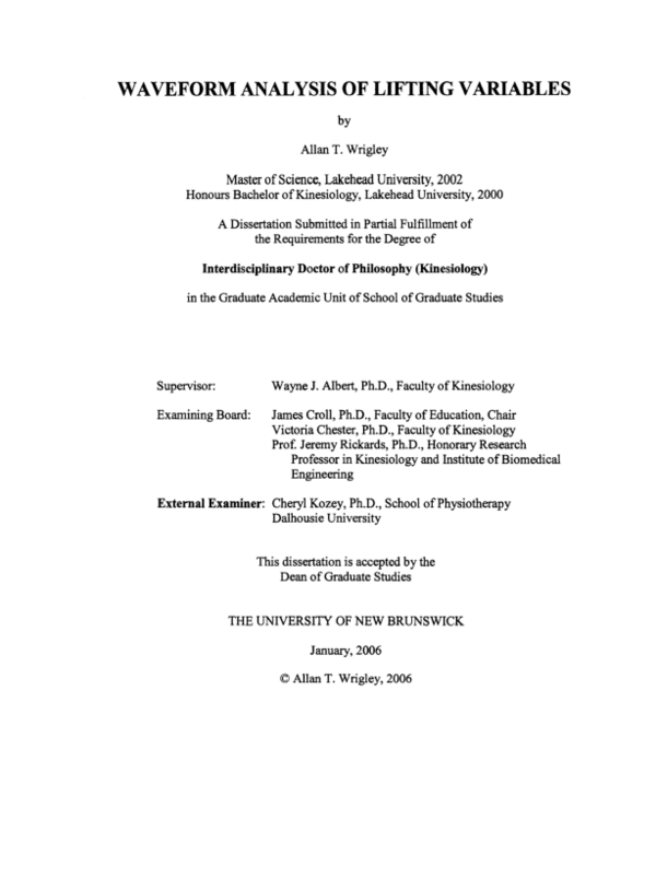(PDF) Waveform Analysis of Lifting Variables