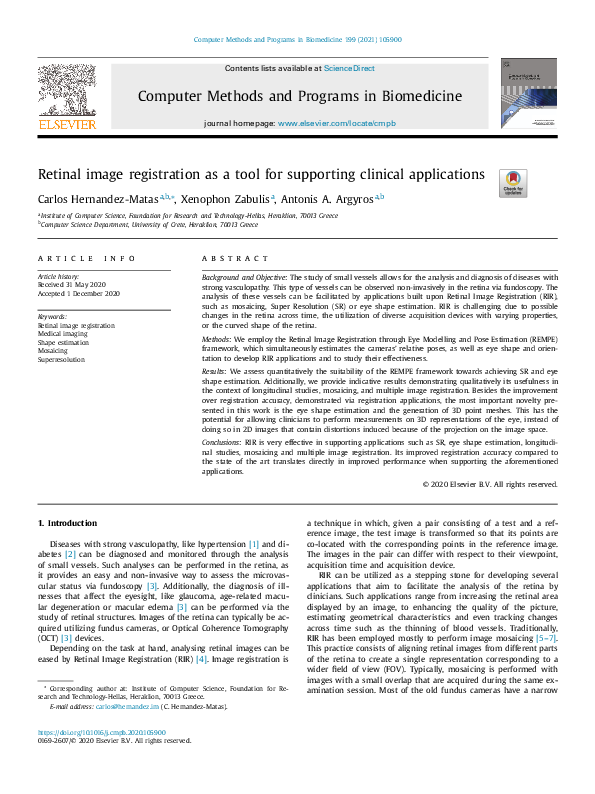 (PDF) Retinal image registration as a tool for supporting clinical ...