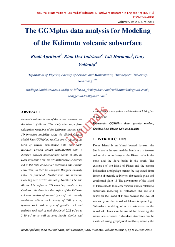 (PDF) The GGMplus data analysis for Modeling of the Kelimutu volcanic ...
