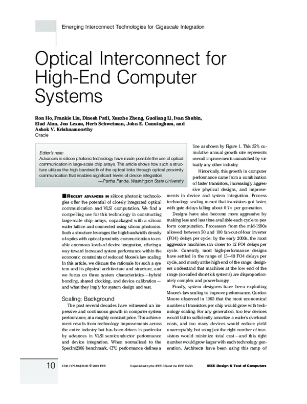 (PDF) Optical Interconnect for High-End Computer Systems
