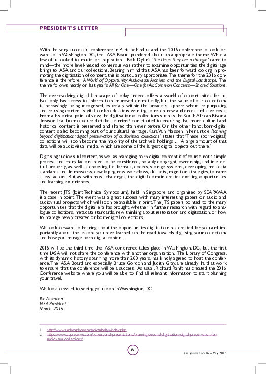 (PDF) President's Letter