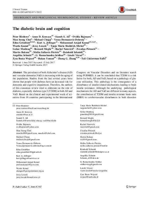(PDF) The diabetic brain and cognition