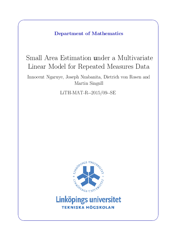 (PDF) Small Area Estimation under a Multivariate Linear Model for ...