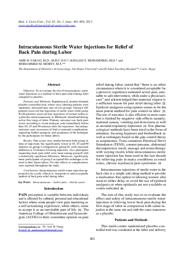 (PDF) Intracutaneous Sterile Water Injections for Relief of Back Pain ...