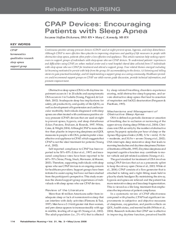 (PDF) CPAP Devices: Encouraging Patients with Sleep Apnea
