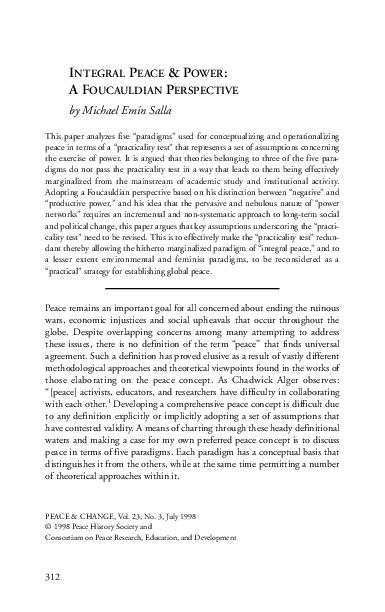 (PDF) Integral Peace & Power: A Foucauldian Perspective