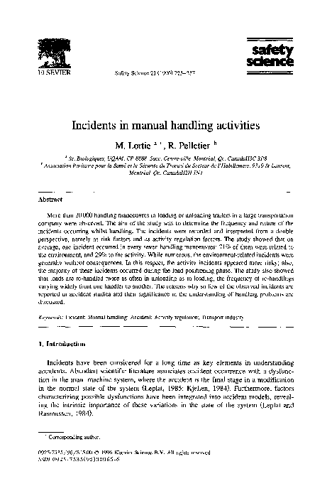 (PDF) Incidents in manual handling activities