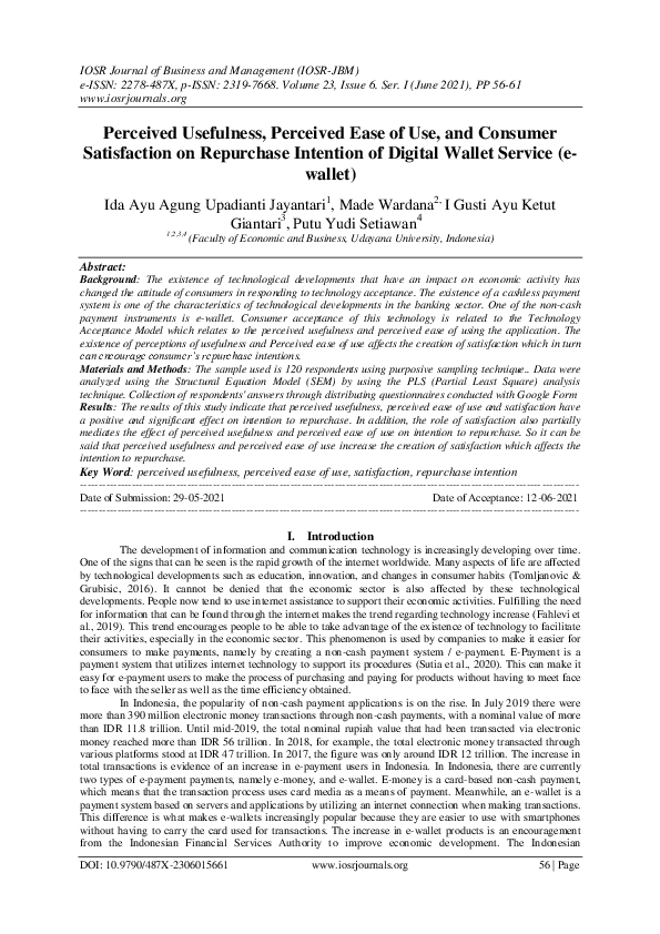 (PDF) Perceived Usefulness, Perceived Ease of Use, and Consumer Satisfaction on Repurchase ...