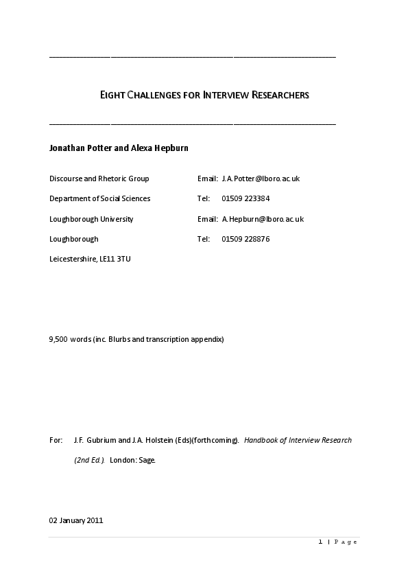 (PDF) The use of semi-structured interviews in qualitative research ...