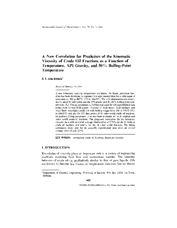 (PDF) A New Correlation for Prediction of the Kinematic Viscosity of ...