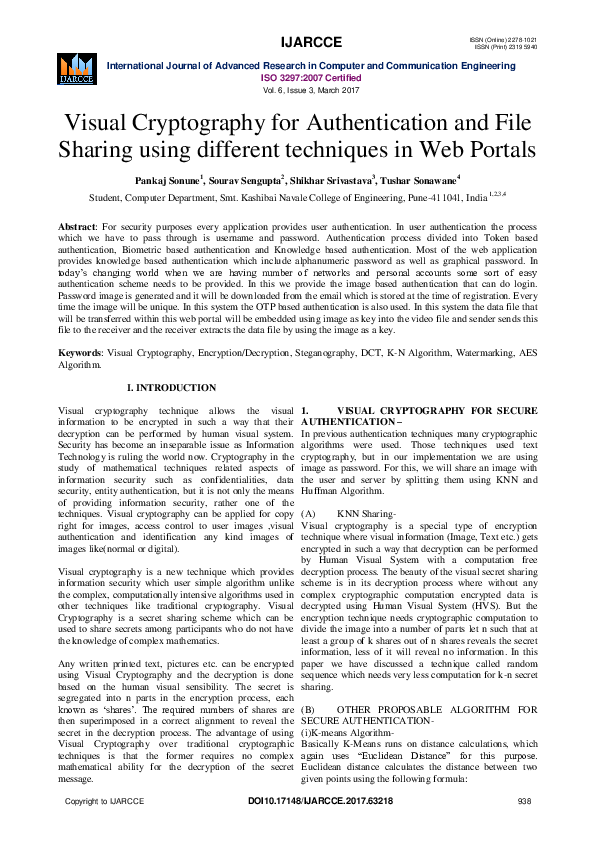 (PDF) Visual Cryptography for Authentication and File Sharing using different techniques in Web ...