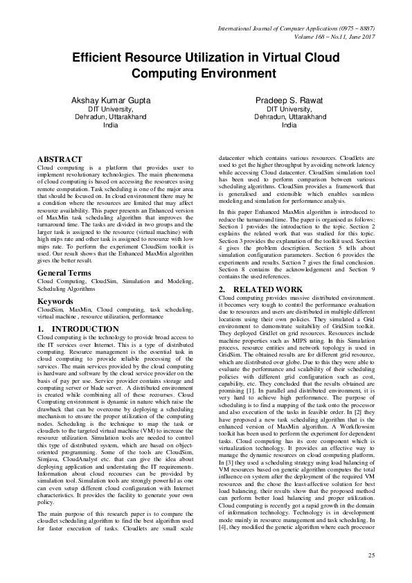 Pdf Enhanced Maxmin Scheduling In Cloud Computing