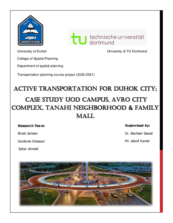 (PDF) Active Transportation for Duhok City; Case Study UOD Campus, Avro ...