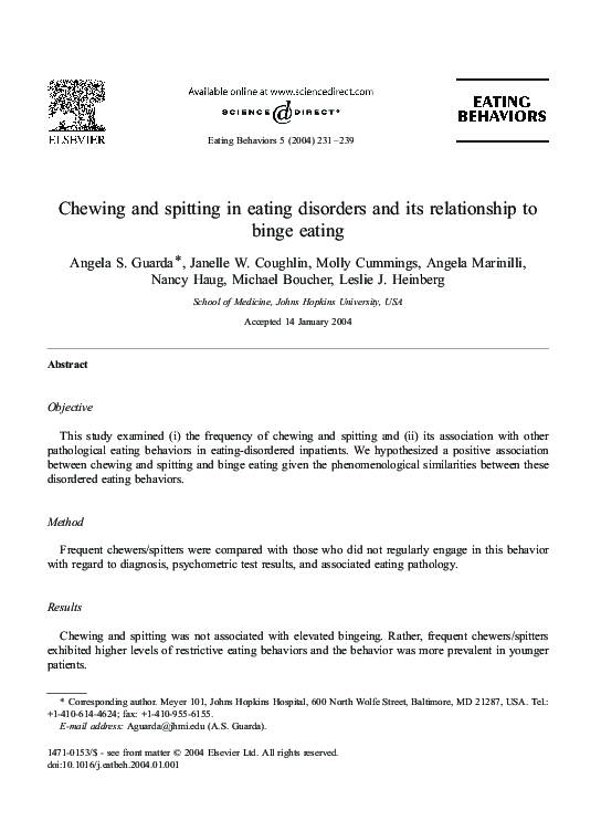(PDF) Chewing and spitting in eating disorders and its relationship to ...