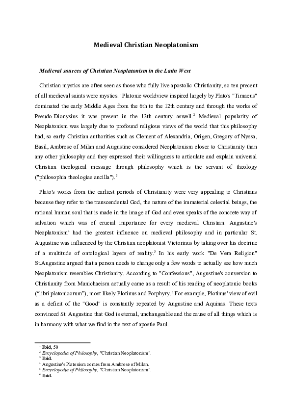 (DOC) Medieval Christian Neoplatonism
