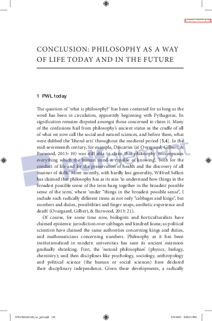 (PDF) Conclusion: Philosophy as a Way of life Today and in the Future