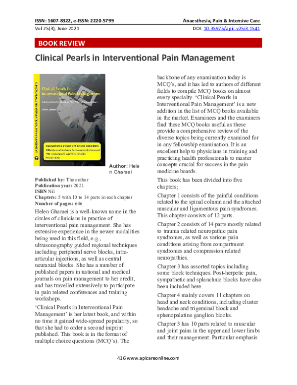 (DOC) Clinical Pearls in Interventional Pain Management