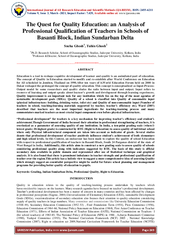 (PDF) The Quest for Quality Education: an Analysis of Professional ...