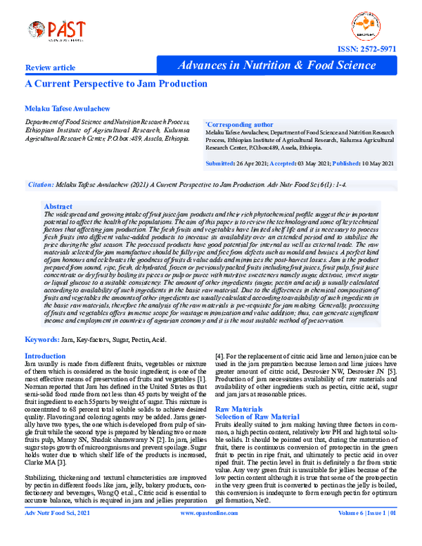(PDF) Advances in Nutrition & Food Science A Current Perspective to Jam ...