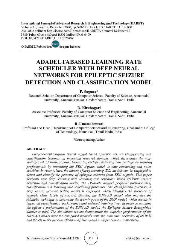 (PDF) ADADELTABASED LEARNING RATE SCHEDULER WITH DEEP NEURAL NETWORKS ...