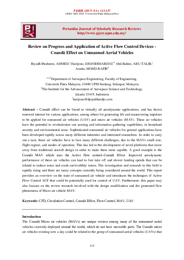 (PDF) Review on Progress and Application of Active Flow Control Devices ...