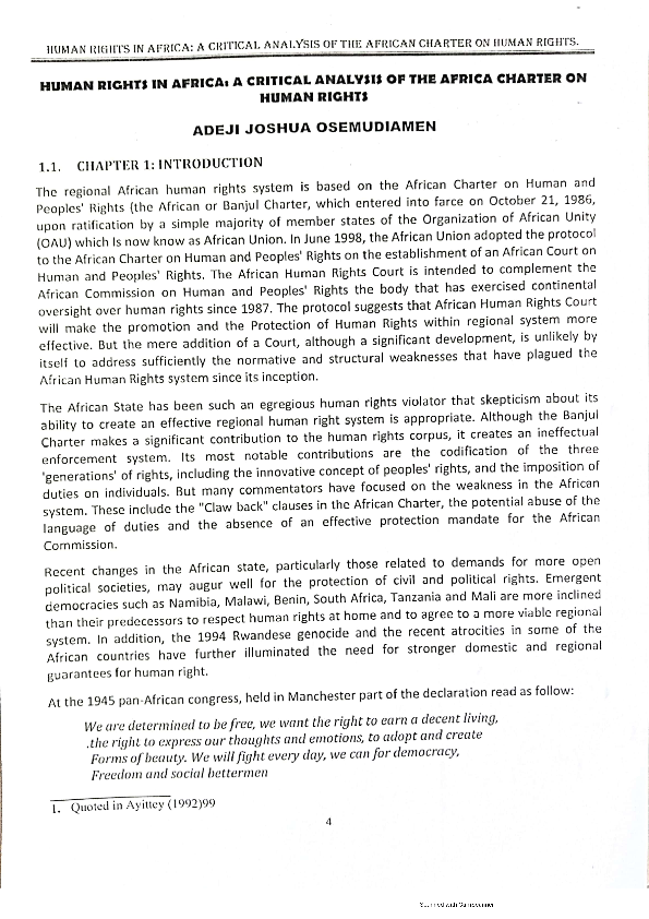 (PDF) Human Rights in Africa A critical analysis of the Africa Charter ...