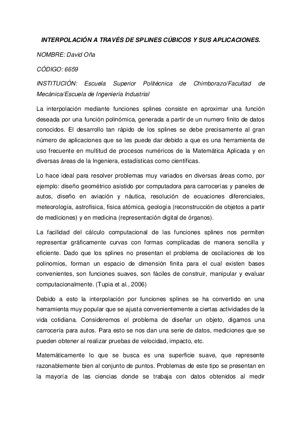(PDF) INTERPOLACIÓN A TRAVÉS DE SPLINES CÚBICOS Y SUS APLICACIONES.