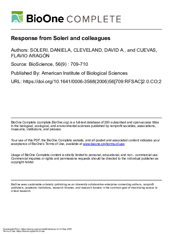 (PDF) Response from Soleri and colleagues