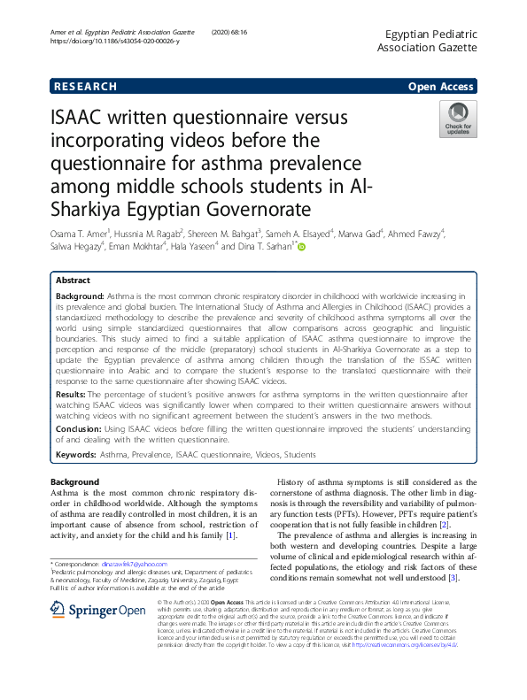 (PDF) ISAAC written questionnaire versus incorporating videos before ...