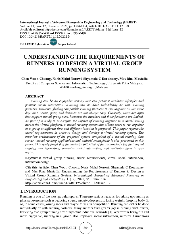 (PDF) UNDERSTANDING THE REQUIREMENTS OF RUNNERS TO DESIGN A VIRTUAL ...