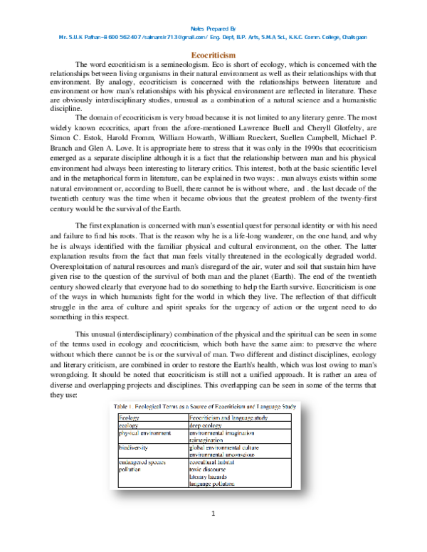 (PDF) Eco criticism by SUK Pathan