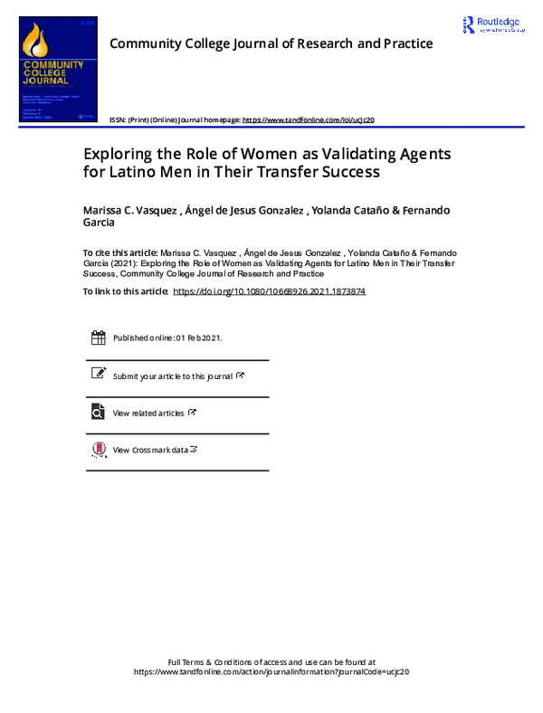 (PDF) Exploring the Role of Women as Validating Agents for Latino Men ...