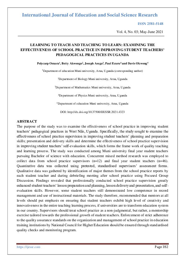 (PDF) LEARNING TO TEACH AND TEACHING TO LEARN: EXAMINING THE ...