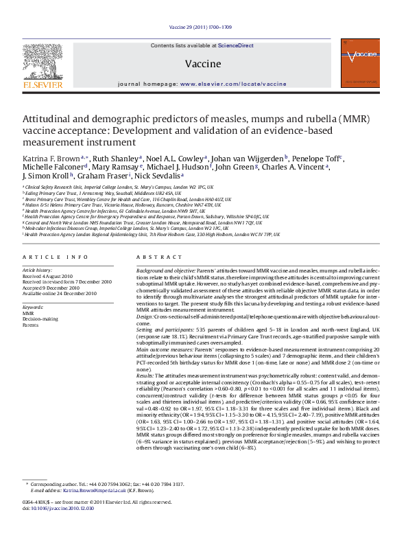 (PDF) Attitudinal and demographic predictors of measles, mumps and ...