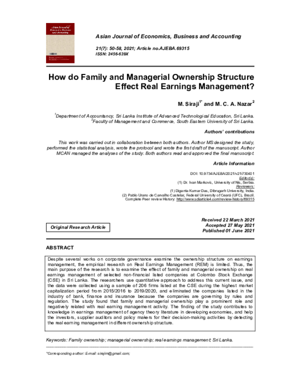 (PDF) How do Family and Managerial Ownership Structure Effect Real Earnings Management