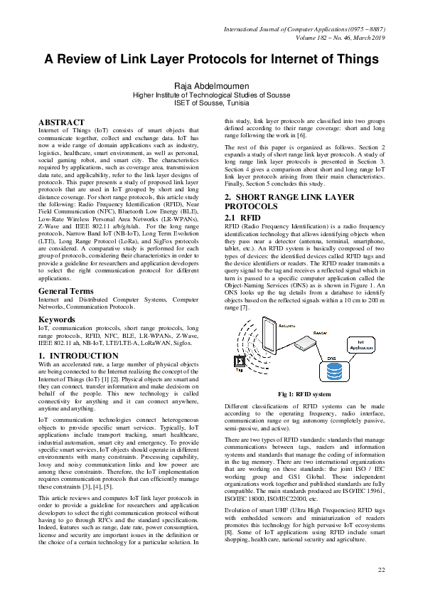 (PDF) A Review of Link Layer Protocols for Internet of Things