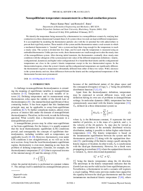 (PDF) Nonequilibrium temperature measurement in a thermal conduction process