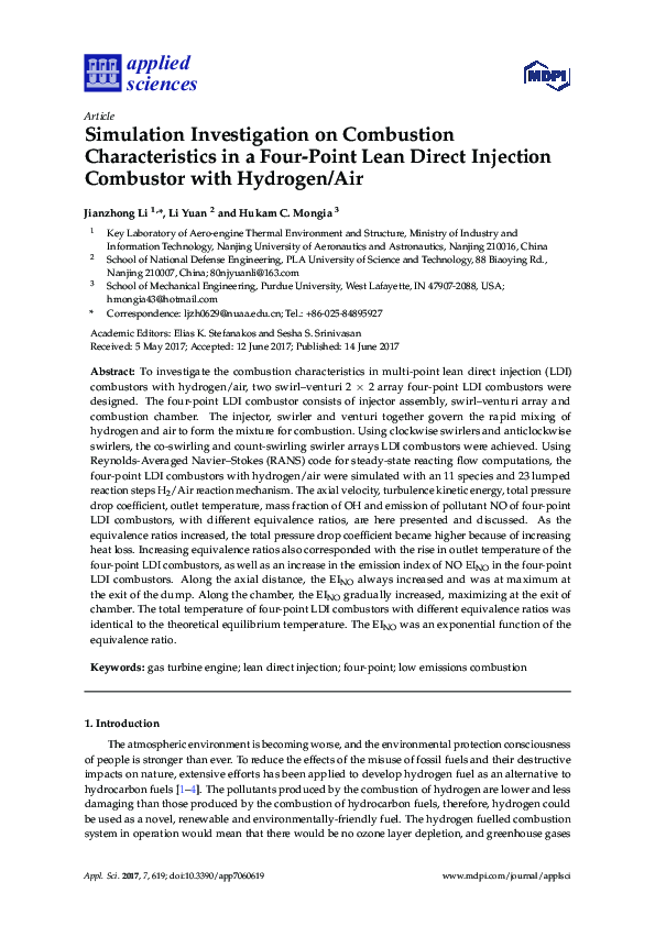 (PDF) Combustion Analysis in Hydrogen LDI Systems