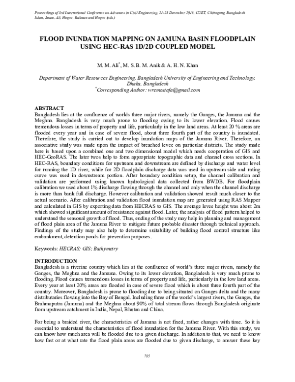 (PDF) FLOOD INUNDATION MAPPING ON JAMUNA BASIN FLOODPLAIN USING HEC-RAS 1D/2D COUPLED MODEL