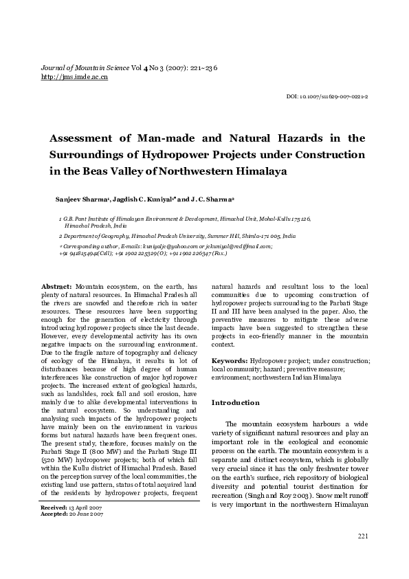 (PDF) Assessment of manmade and natural hazards in the surroundings of ...