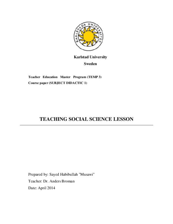 (PDF) TEACHING SOCIAL SCIENCE LESSON