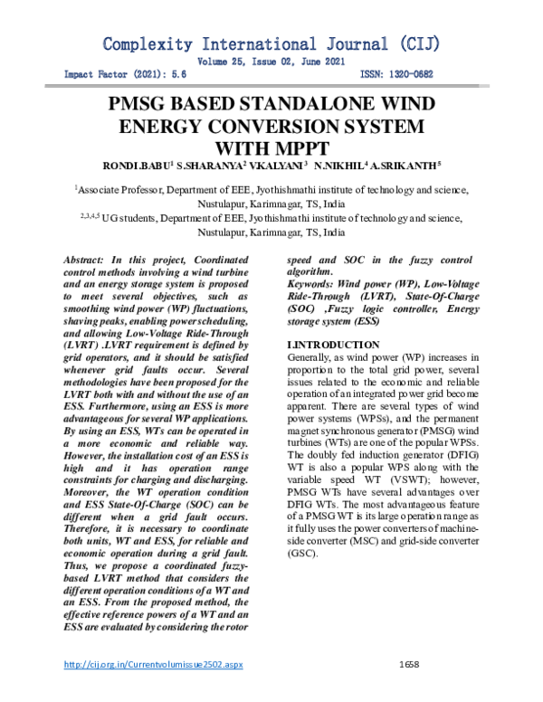 Pdf Pmsg Based Standalone Wind Energy Conversion System With Mppt