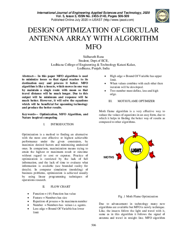 Pdf Design Optimization Of Circular Antenna Array With Algorithm Mfo