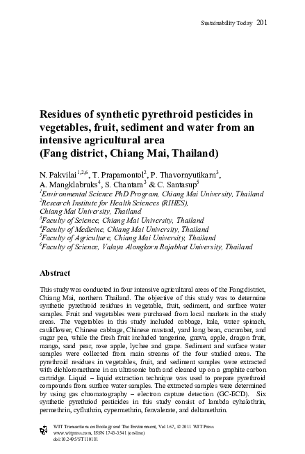 (PDF) Residues of synthetic pyrethroid pesticides in vegetables, fruit ...