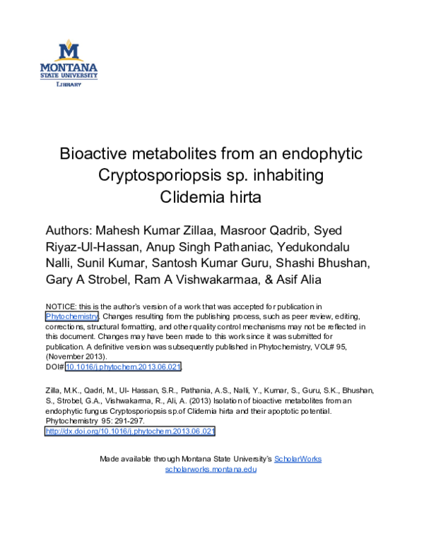 (PDF) Bioactive metabolites from an endophytic Cryptosporiopsis sp ...