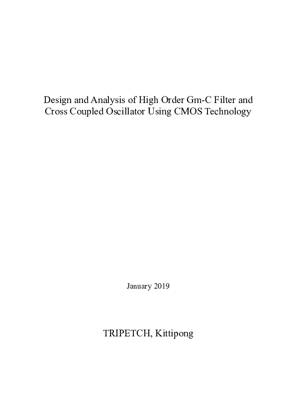 (PDF) Design and Analysis of High Order Gm-C Filter and Cross Coupled ...