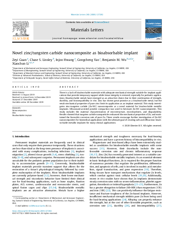 (PDF) Novel Zinc / Tungsten Carbide Nanocomposite as Bioabsorbable Implant.